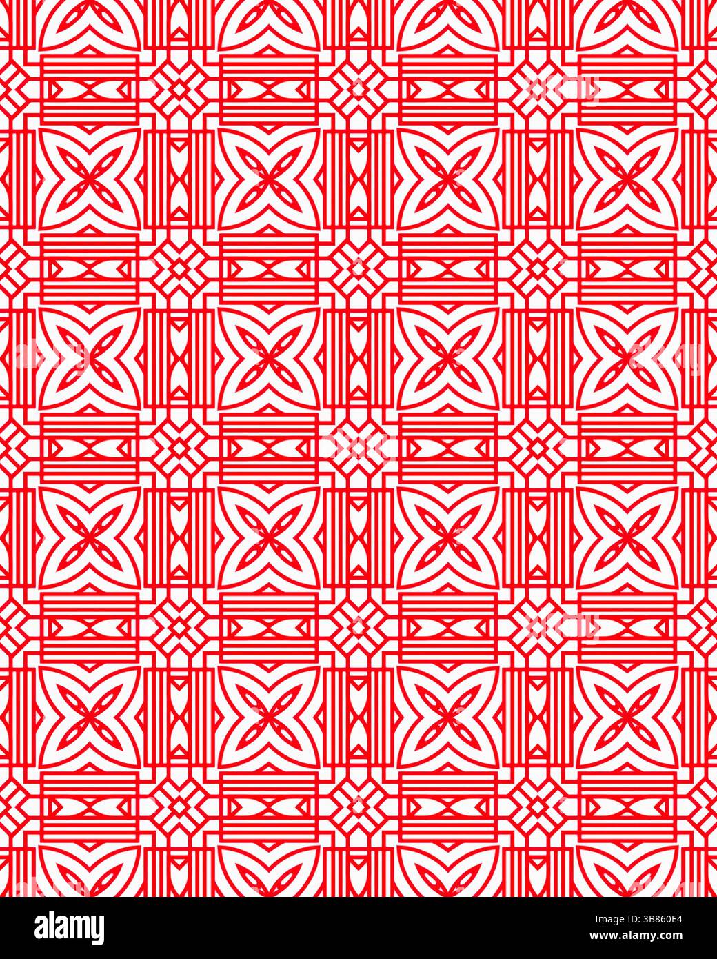 This decorative design features a repeating pattern of red and white ...