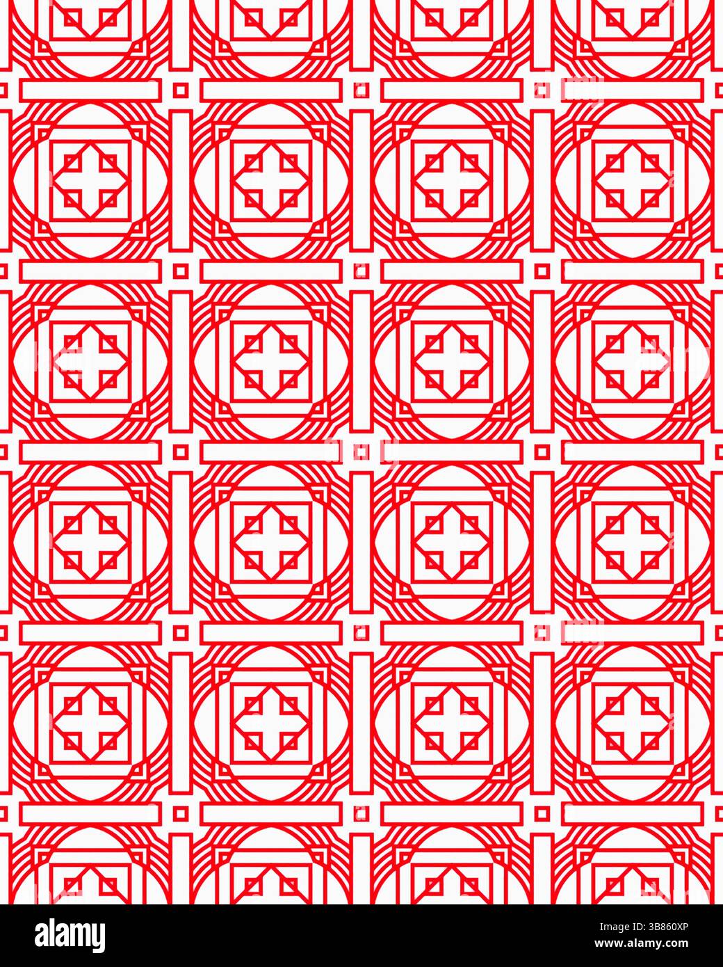 This decorative design features a repeating pattern of red and white ...