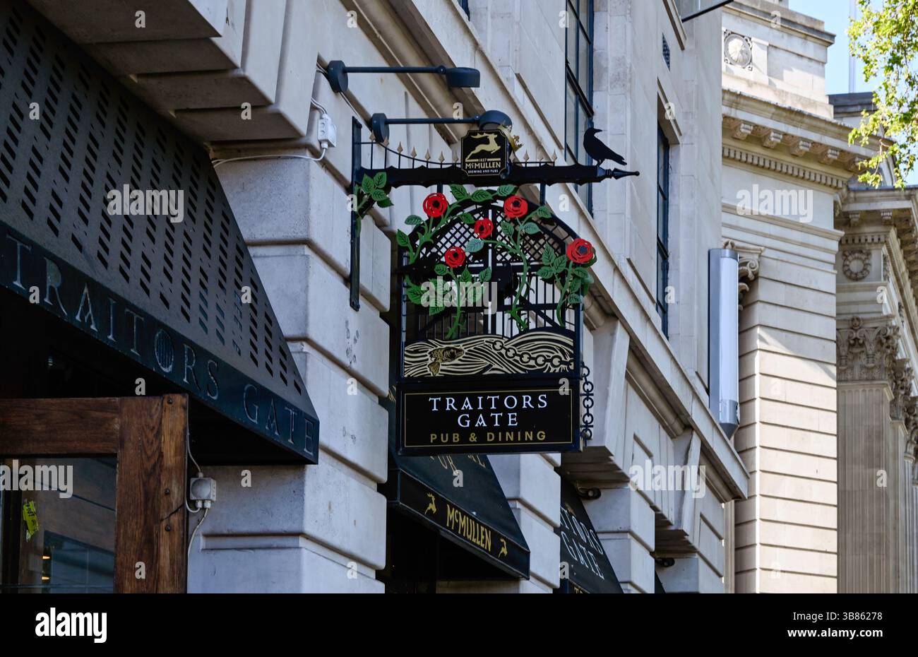 LONDON, UK - APRIL 29, 2025: Sign outside the Traitors Gate pub in ...