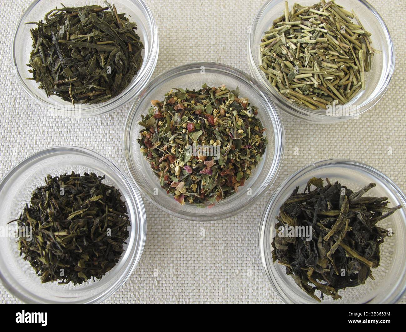 Different types of green tea Stock Photo - Alamy