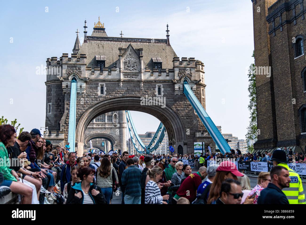 Spectators watching and supporting runners at the London Marathon 2025 ...