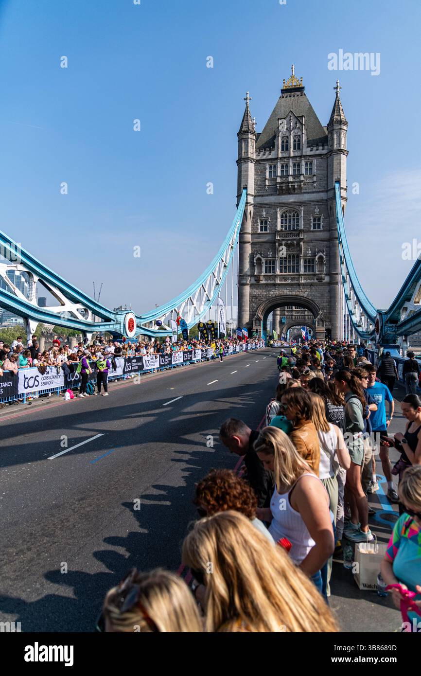 Spectators watching and supporting runners at the London Marathon 2025 ...
