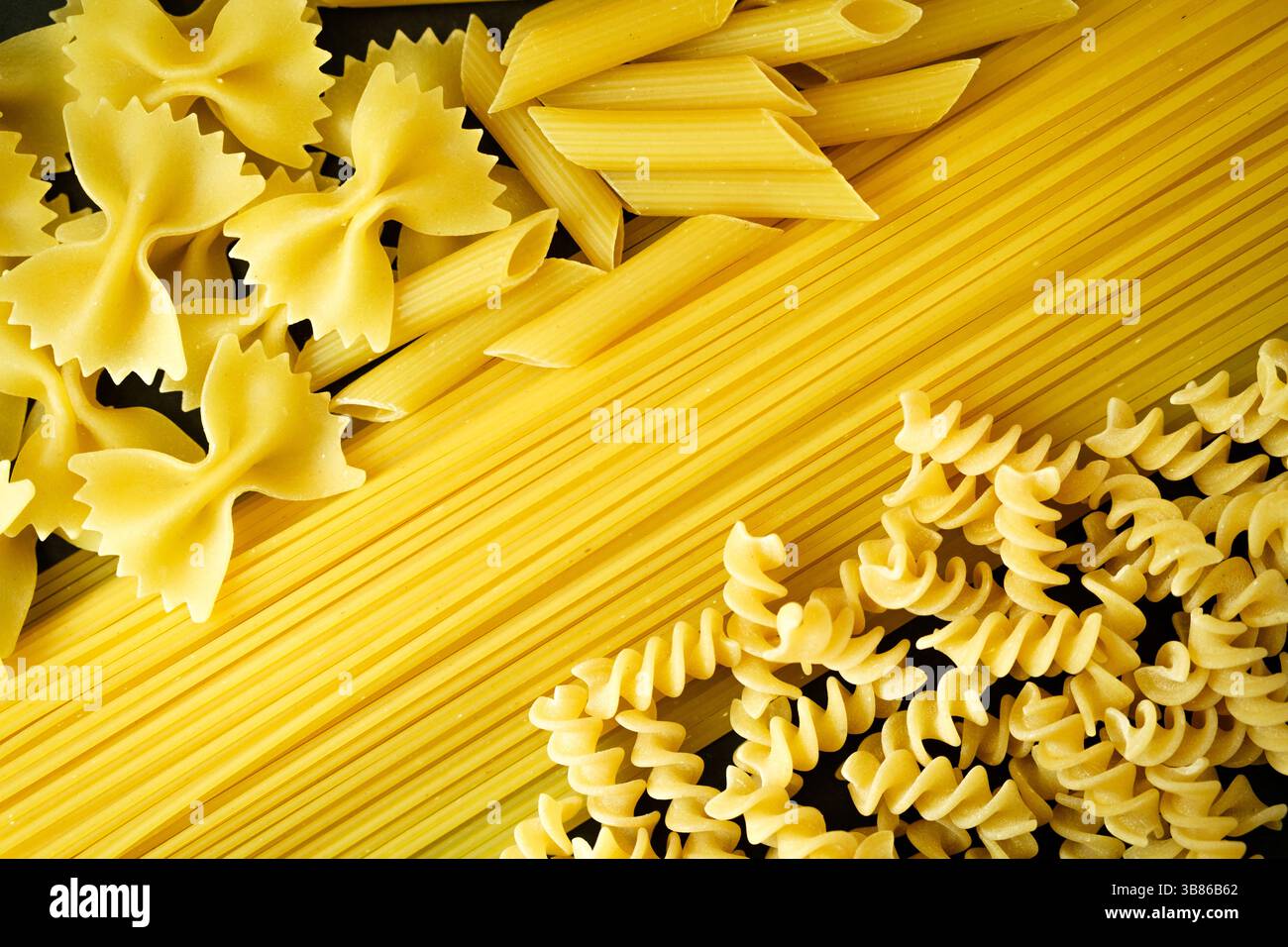 London UK, May 07 2025, Selection of Italian Dry Pasta Including Penne ...