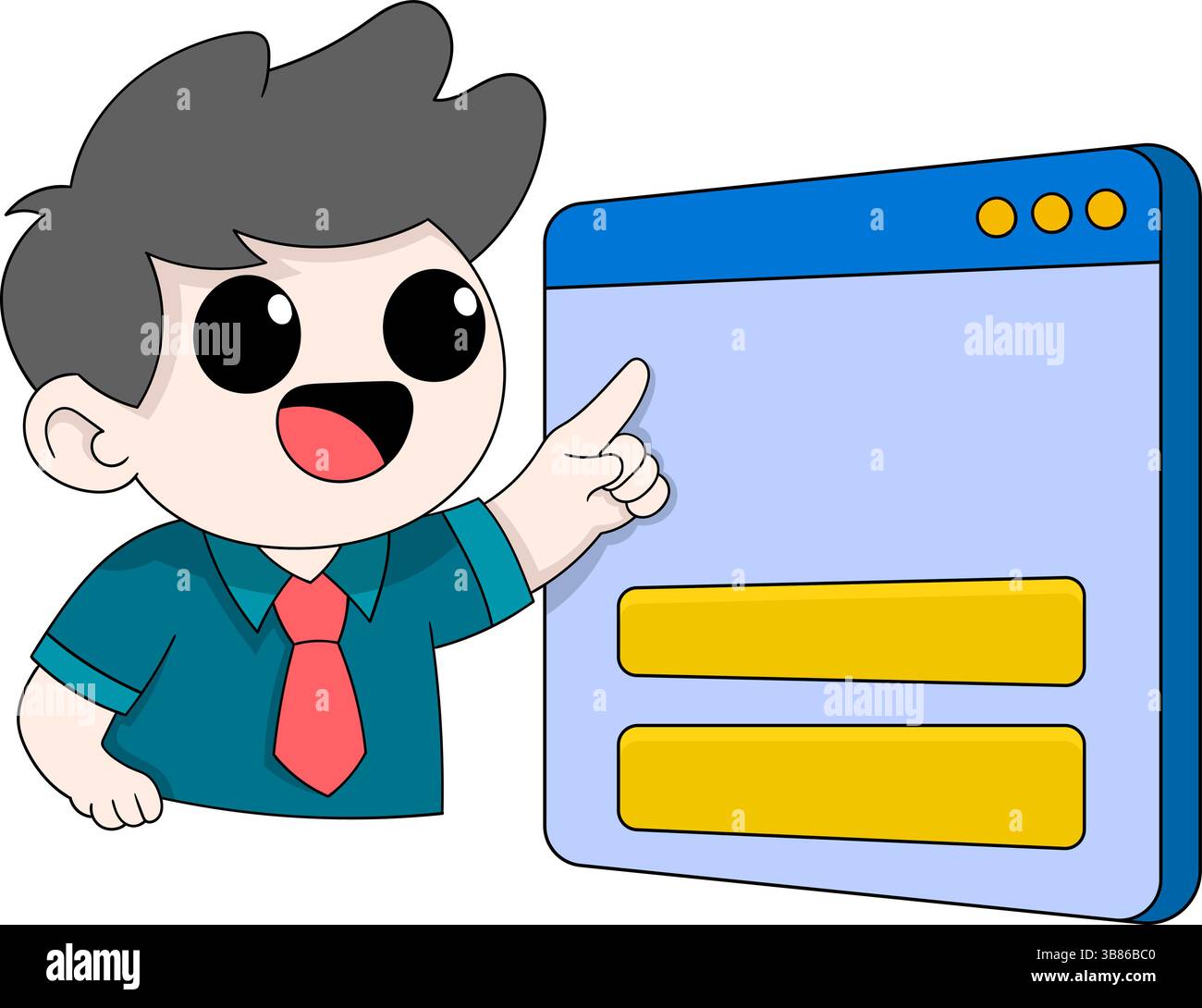 Professional Vector Illustration Of A Male Worker Explaining User Interface Design To Enhance