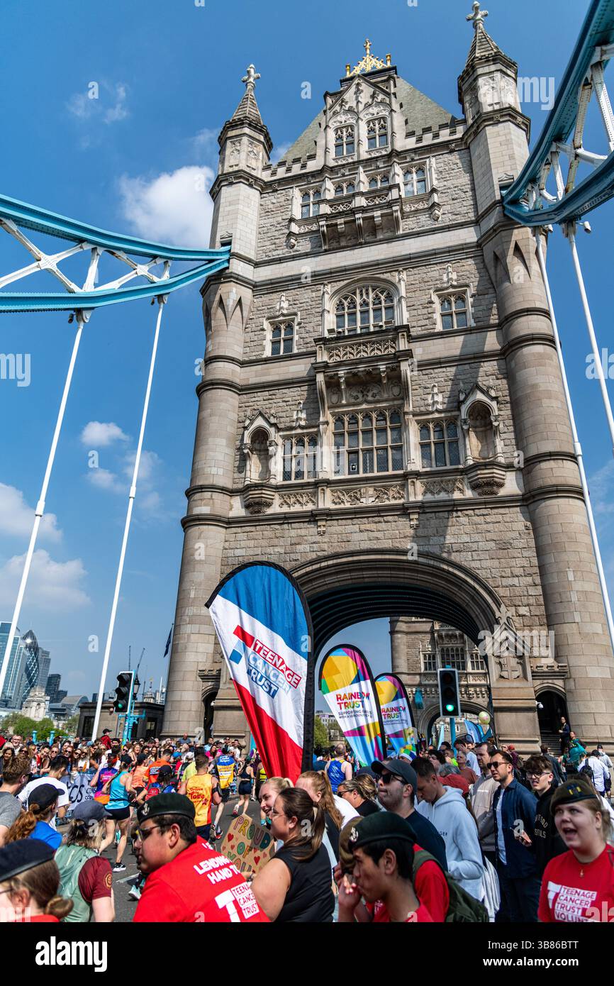 Spectators watching and supporting runners at the London Marathon 2025 ...