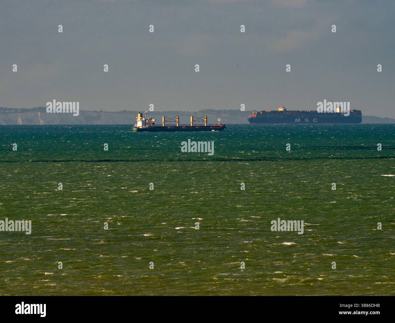 France. 04th May, 2025. Maritime traffic in the English Channel. An MSC ...