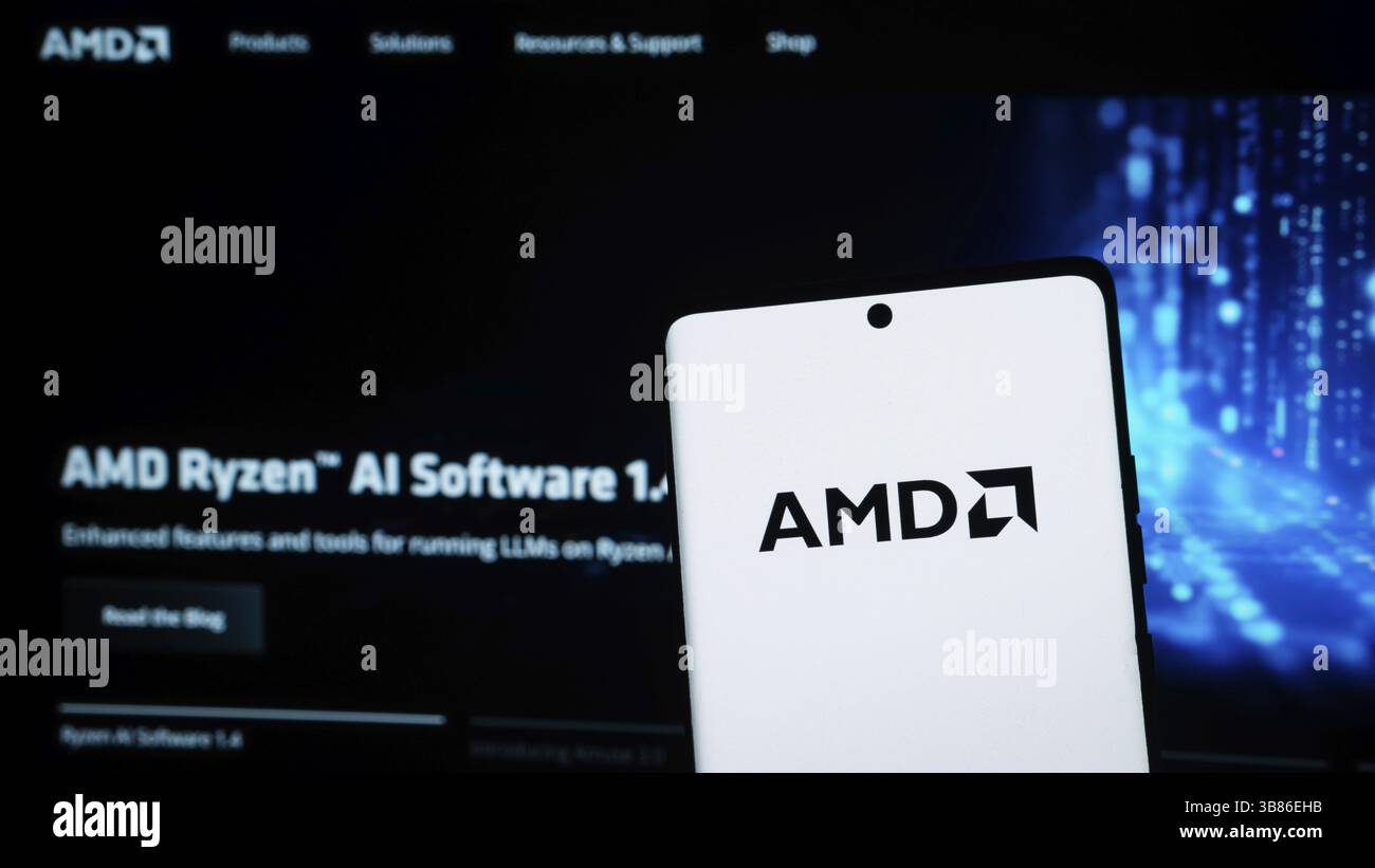 Dhaka, Bangladesh 01 May 2025: Advanced Micro Devices (AMD) logo on ...