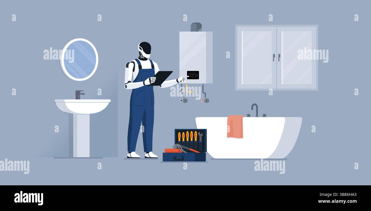 Efficient autonomous plumber robot checking a boiler at home: AI and ...