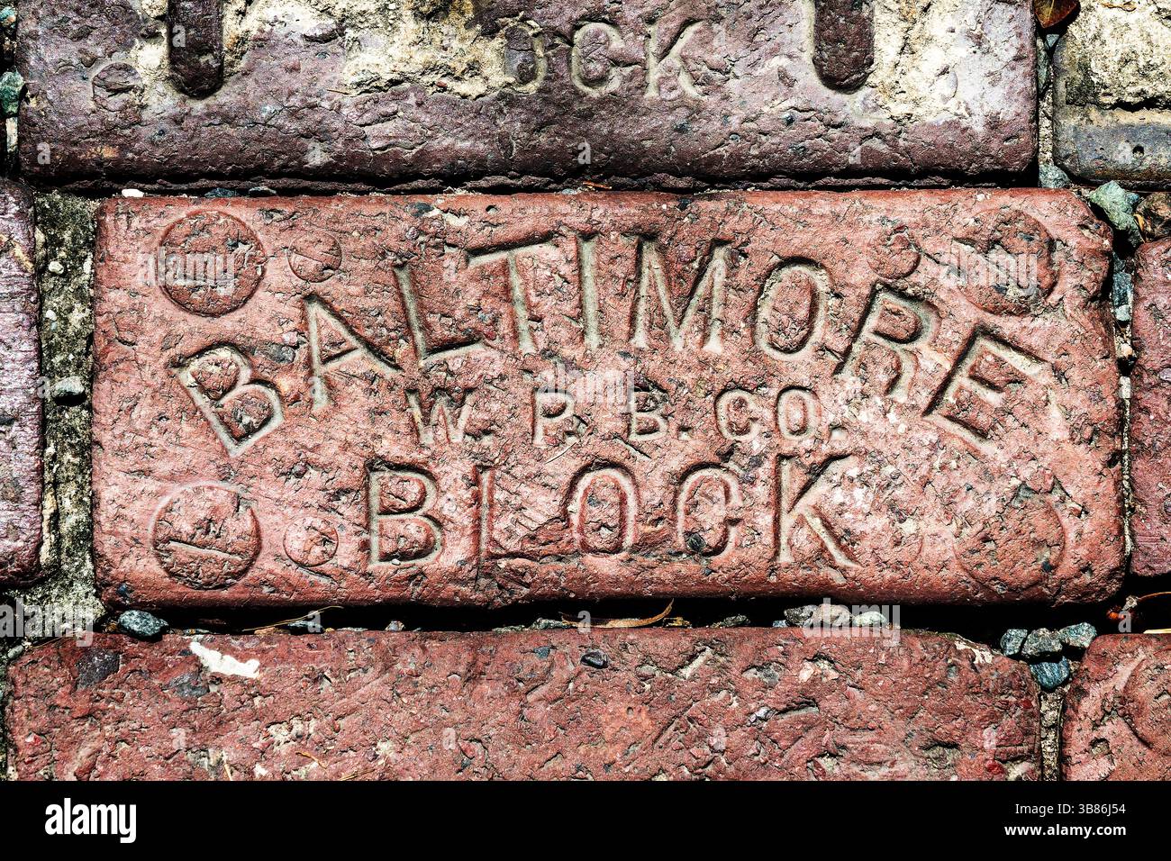 Old historical Baltimore Block brick on the pavement in Key West ...