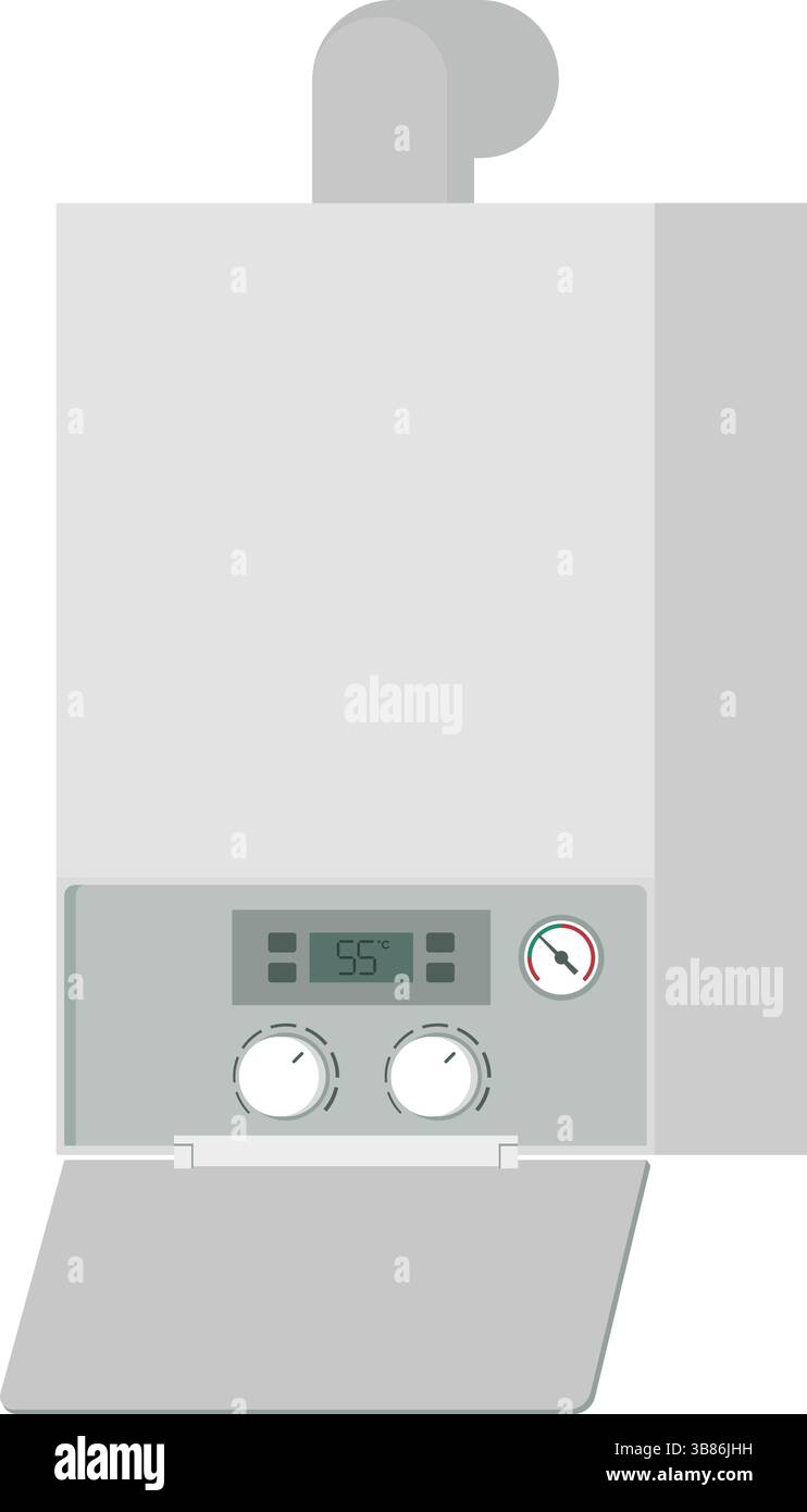 Modern boiler for domestic hot water production, heating system concept ...