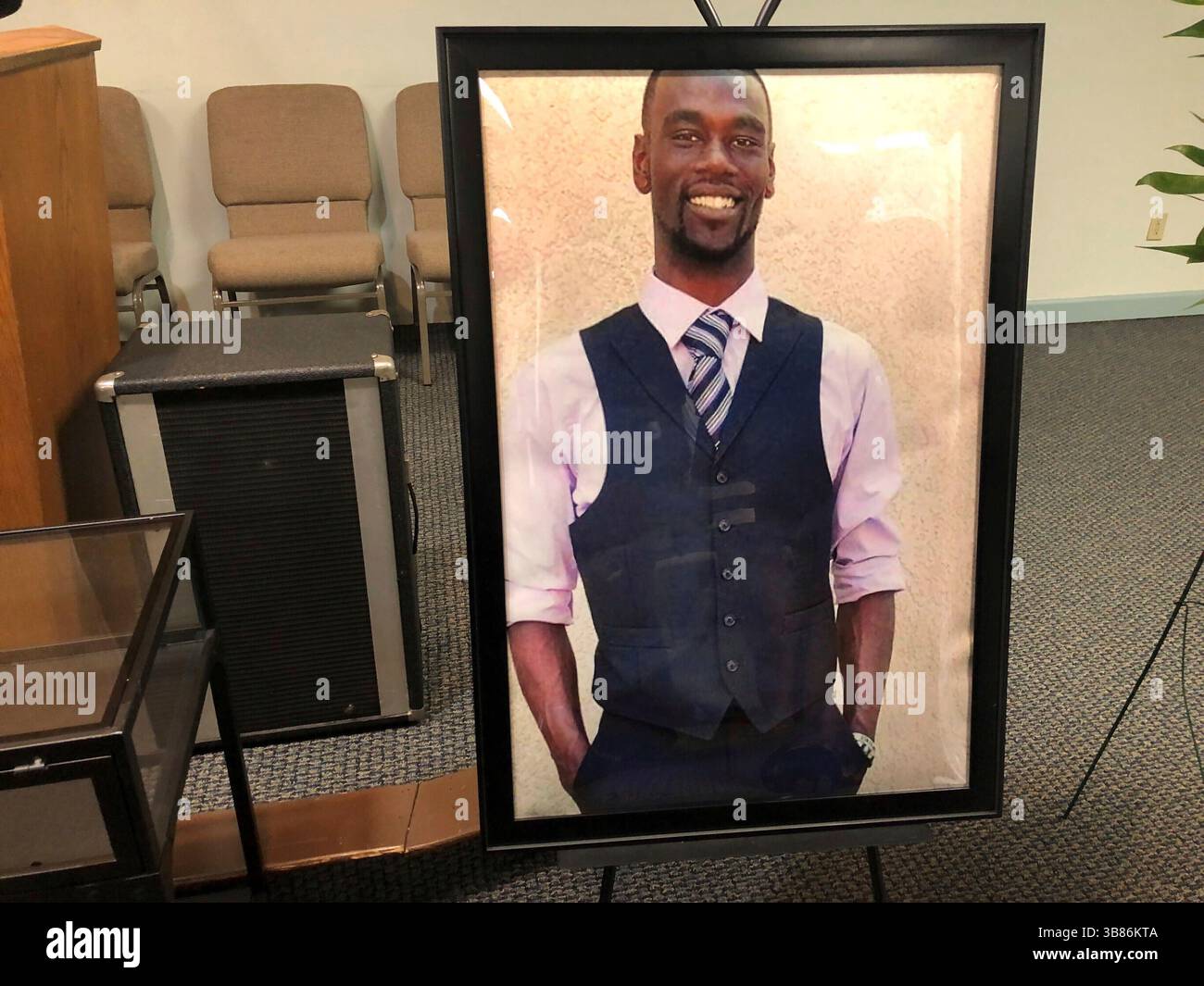 FILE - A portrait of Tyre Nichols is displayed at a memorial service ...