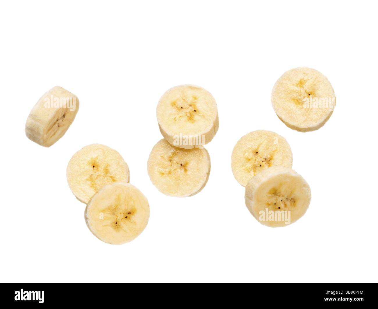 Several banana slices, isolated on white background with clipping path ...