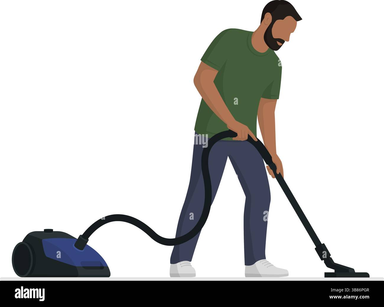 Man cleaning the floor using a vacuum cleaner, hygiene and lifestyle ...