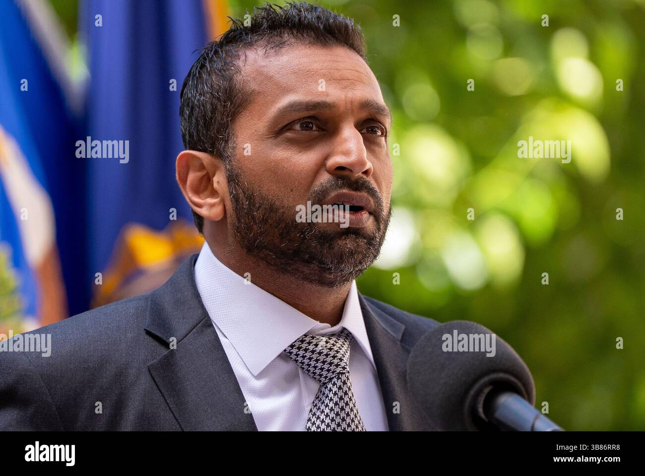 FBI Director Kash Patel speaks during a news conference at the ...