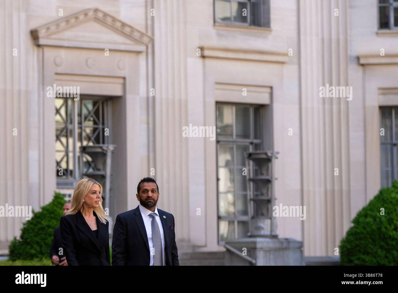 Attorney General Pam Bondi, left, and FBI Director Kash Patel arrive ...