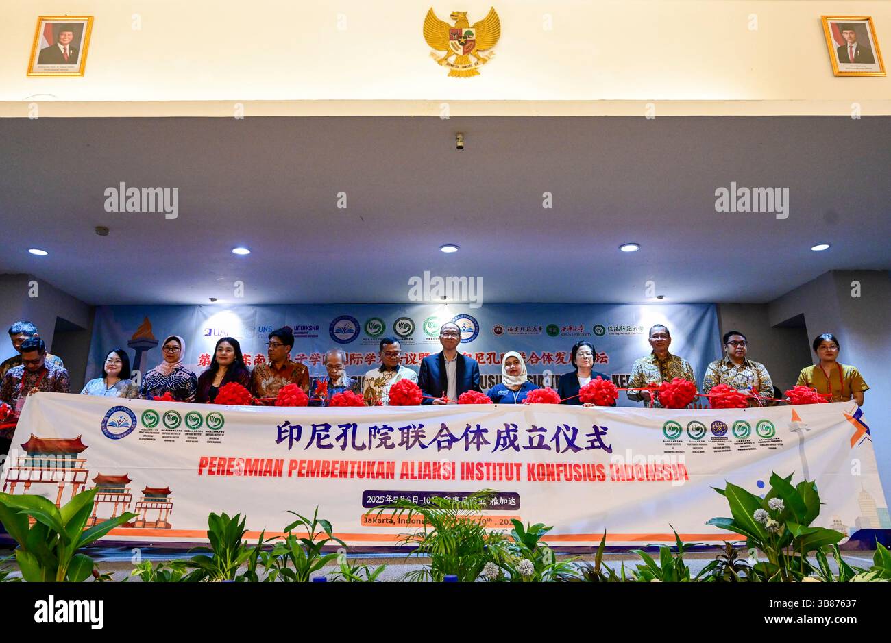 Jakarta, Indonesia. 7th May, 2025. Guests cut the ribbon at the ...