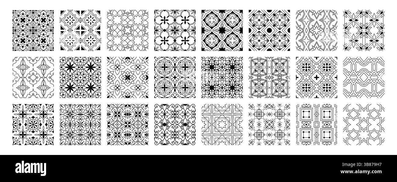 Set of Arabic Seamless Patterns. Black and white ornaments in ...