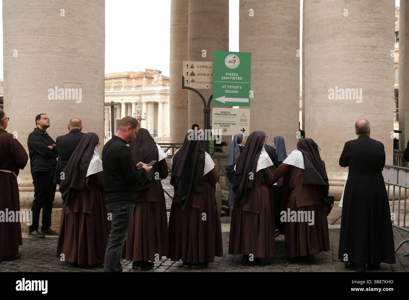 VATICAN POPE VOTE CONCLAVE nuns gather near the Vatican, in Rome, on ...