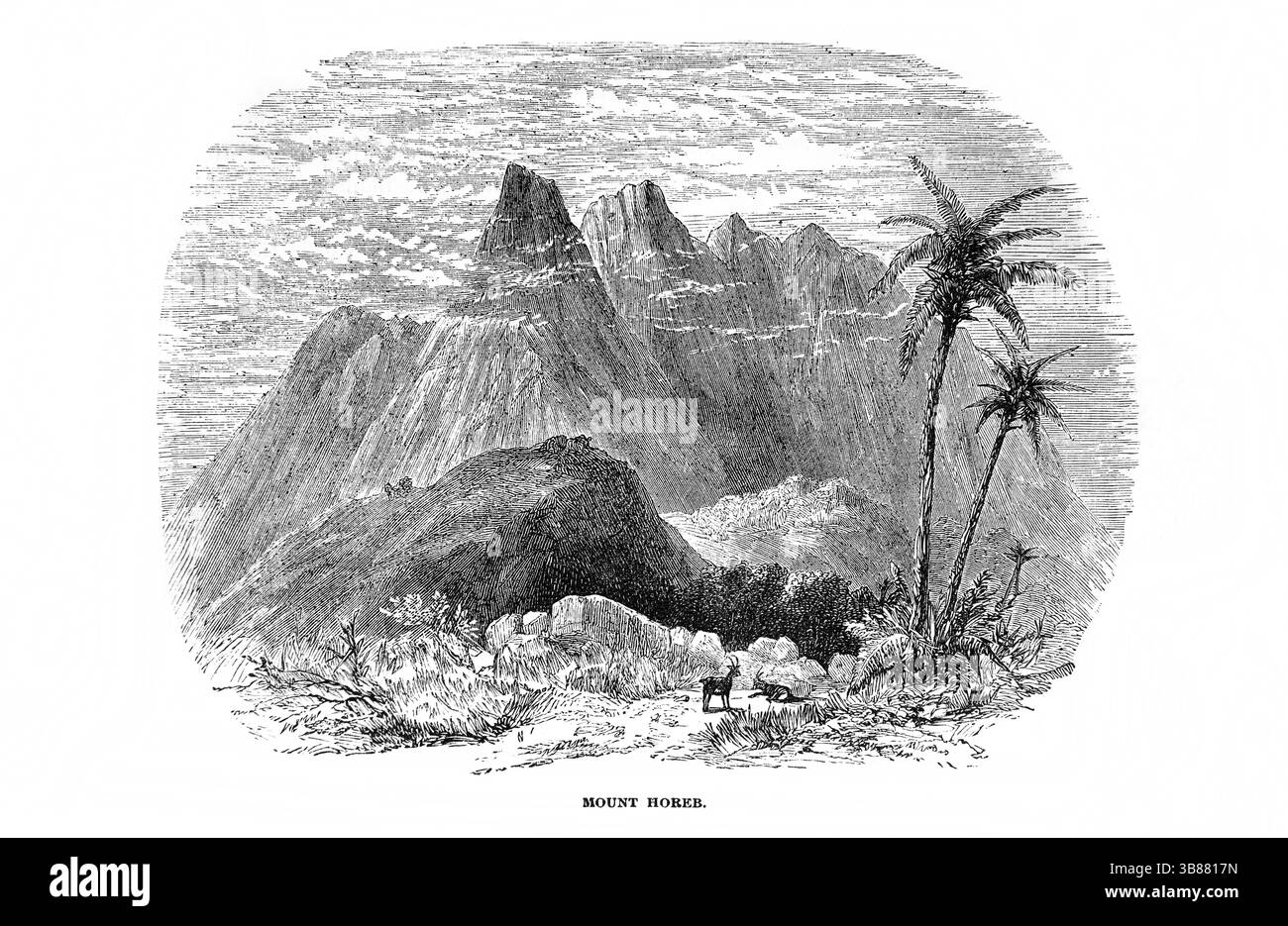 Illustration of Mount Horeb (Deuteronomy) from Antique 19th Century The ...