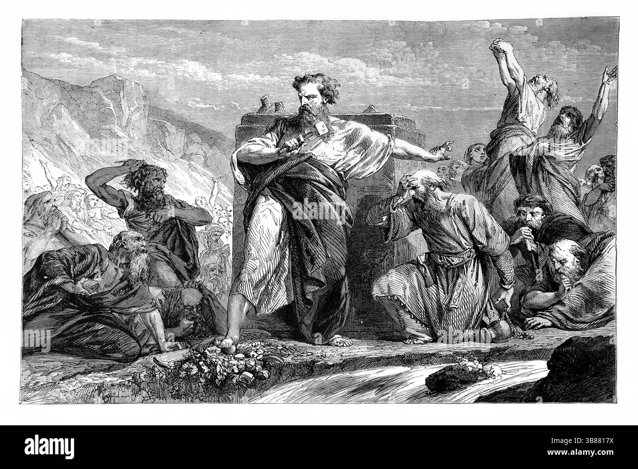 Illustration of Moses destroying the Golden Calf (Deuteronomy) from ...