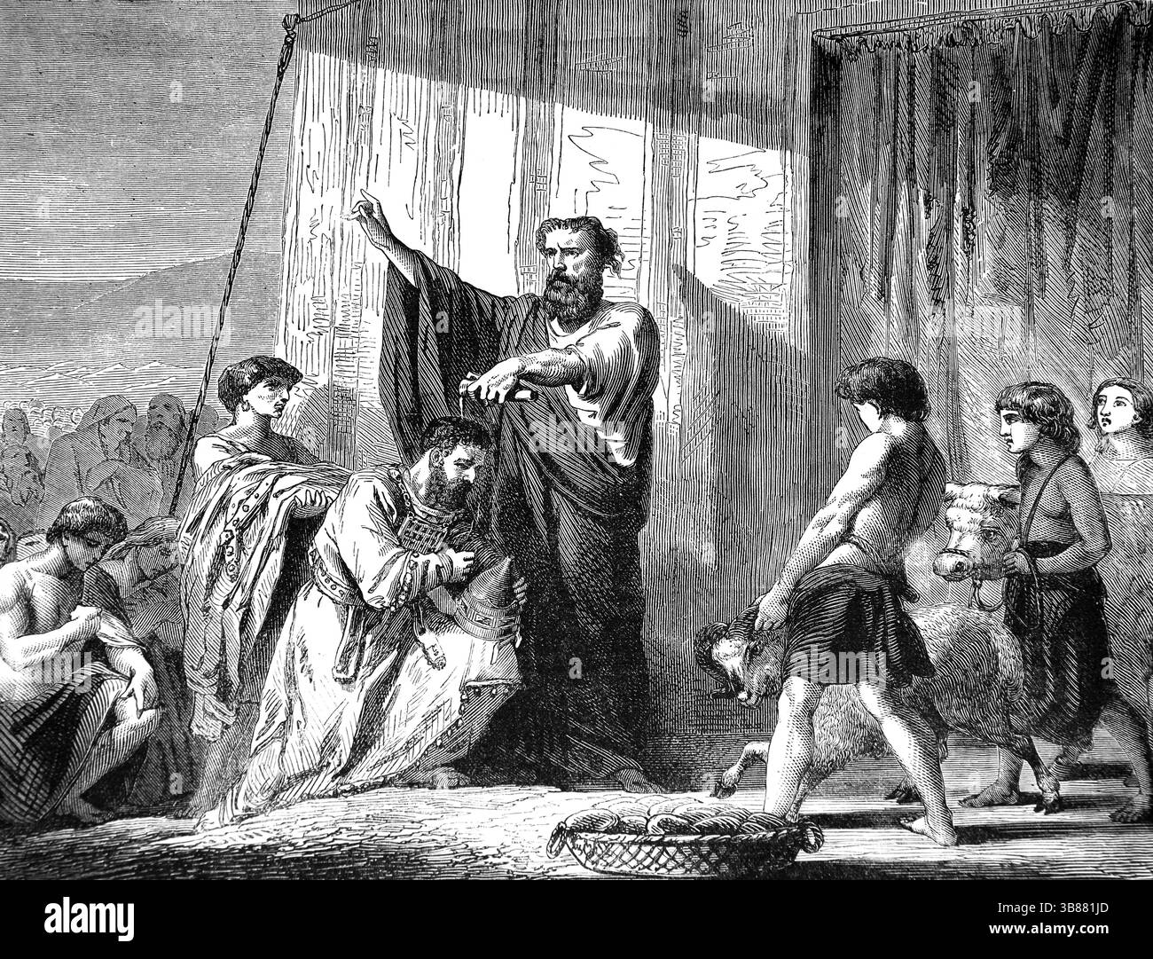 Illustration of Moses consecrating Eleazar as Aaron's Successor ...