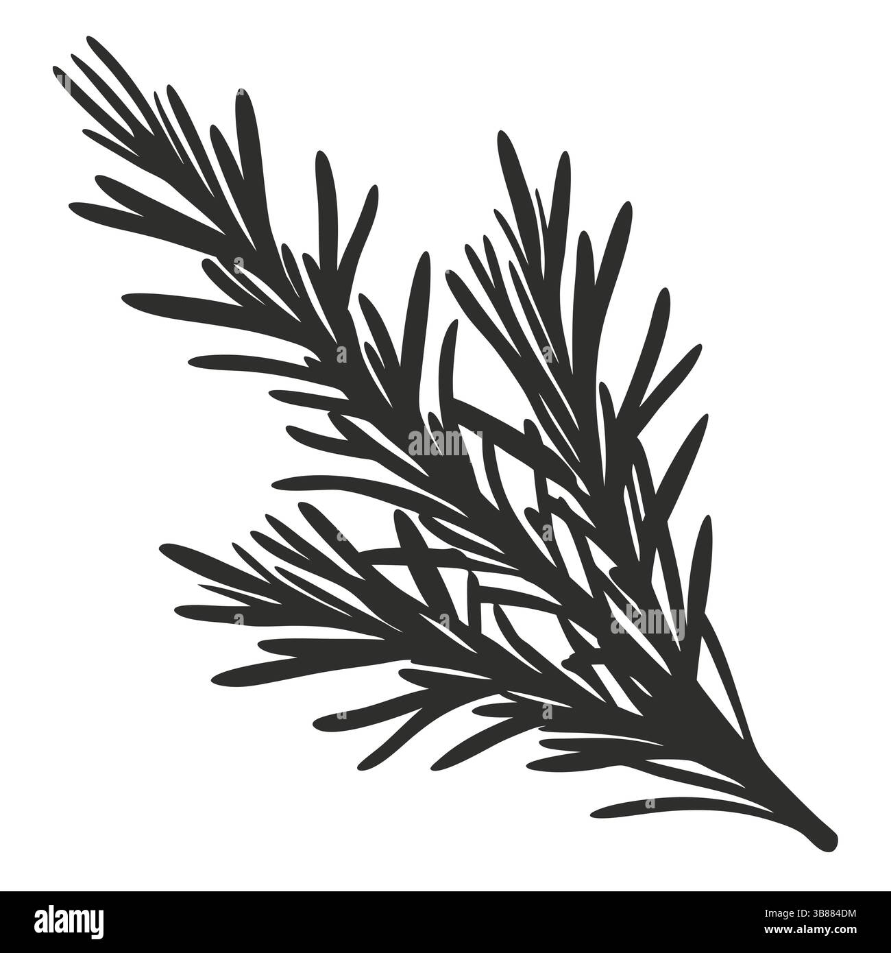 Black silhouette vector illustration of a rosemary herb sprig. Ideal ...