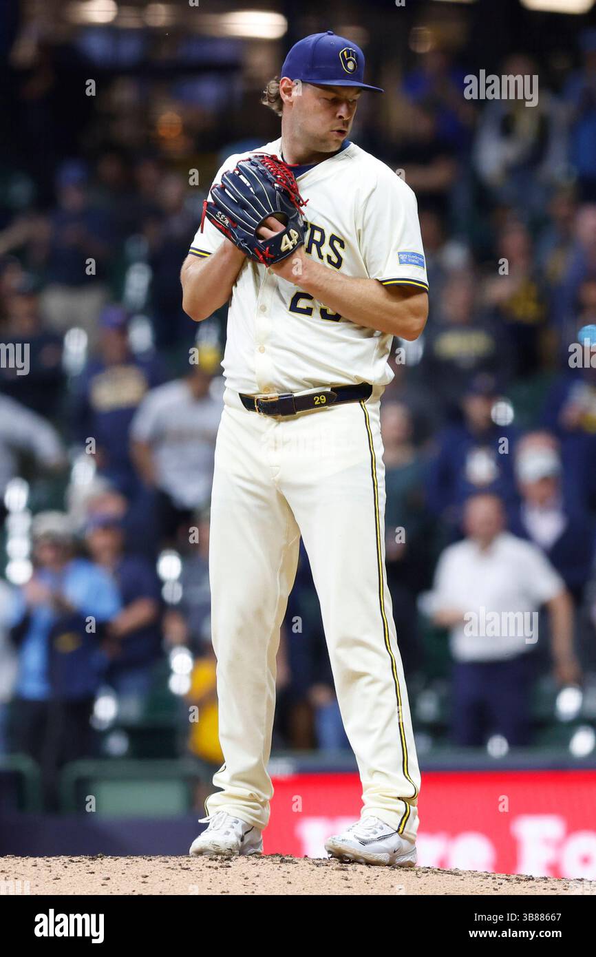 MILWAUKEE, WI - MAY 06: Milwaukee Brewers pitcher Trevor Megill (29 ...