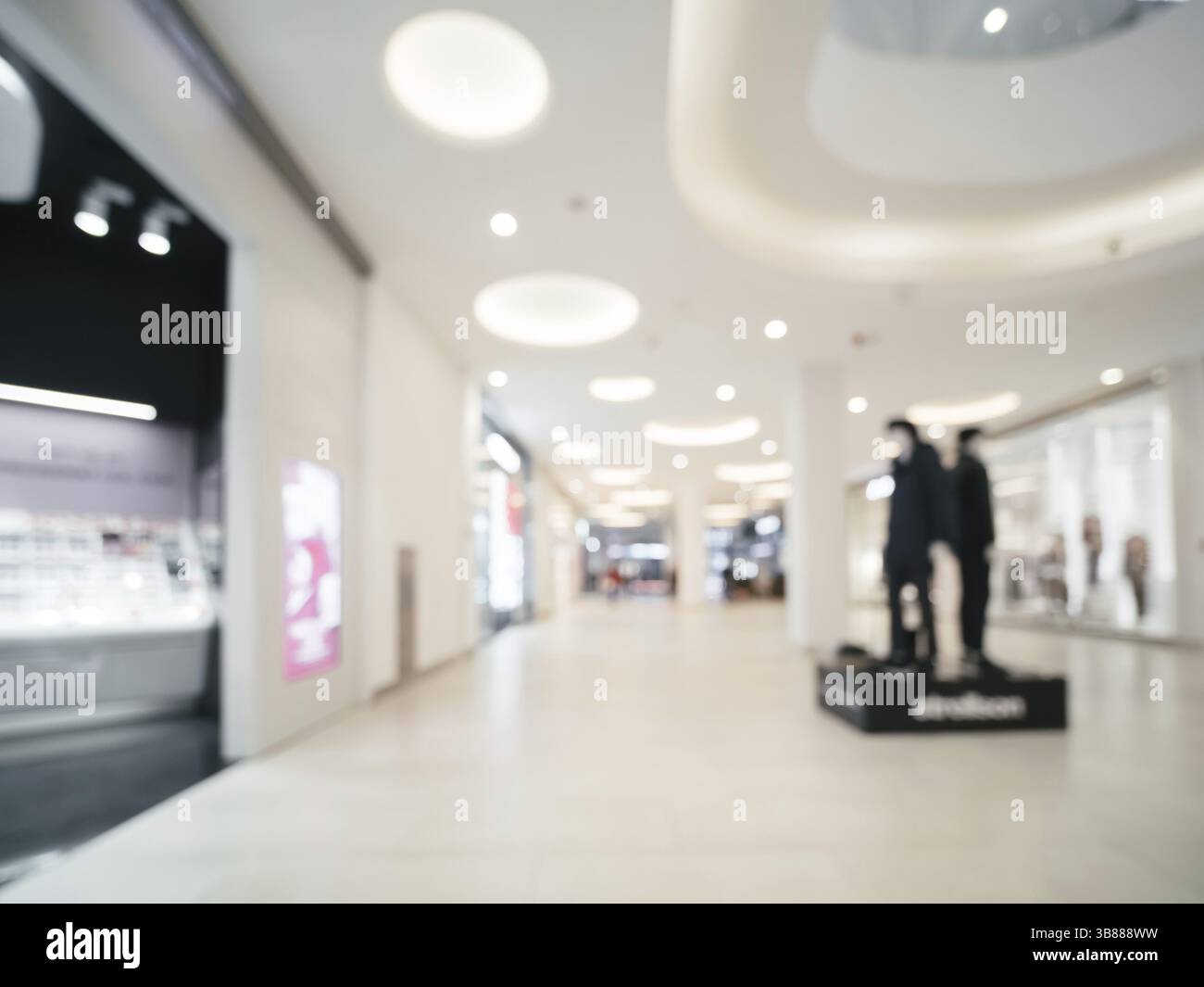 Shopping mall blur background with bokeh. Blurred hall of shopping mall ...