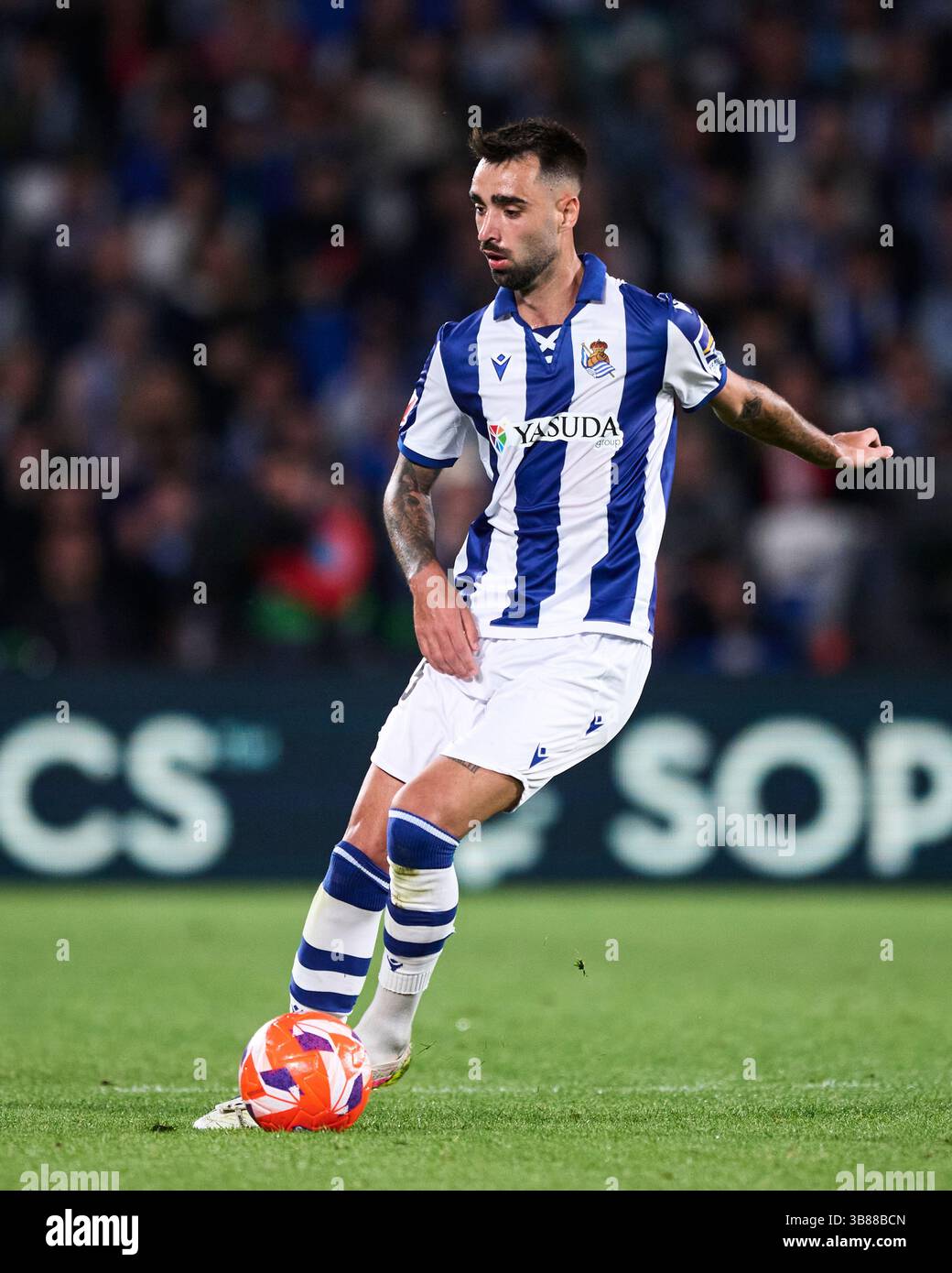 Brais Mendez of Real Sociedad with the ball during the LaLiga EA Sports ...