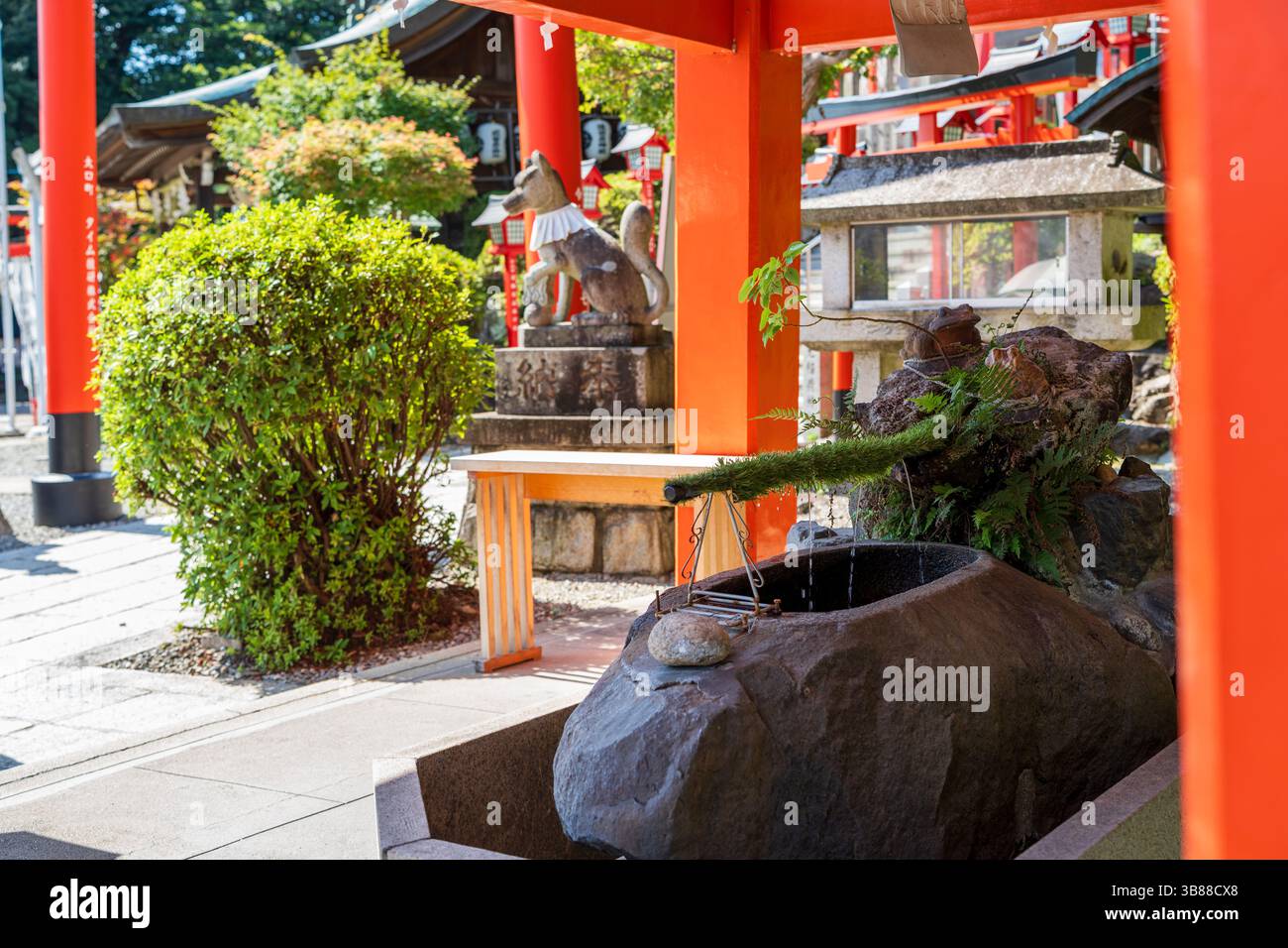 Chozuya, the water ablution pavilion for purification at Sanko Inari ...