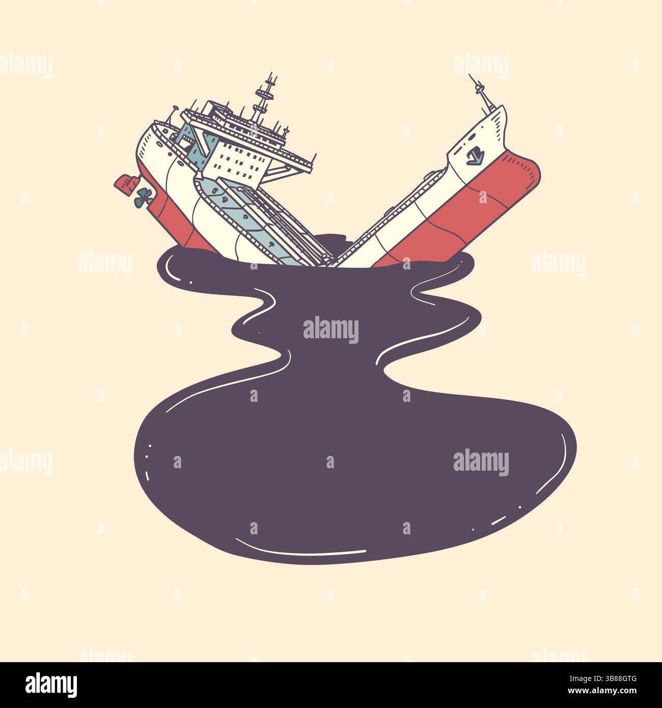 Ecological disaster in the ocean. Environmental pollution. Fuel oil ...