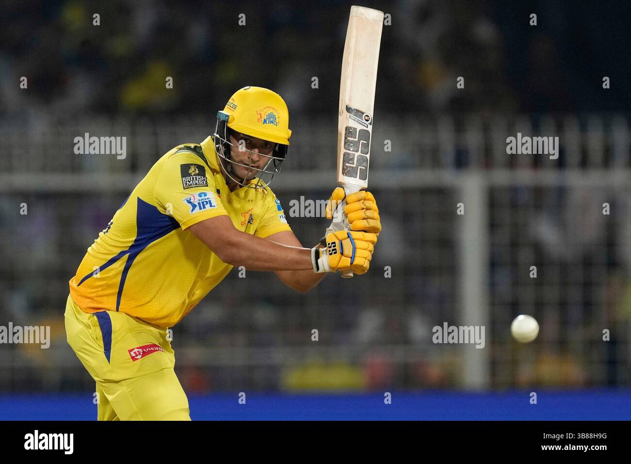 Chennai Super Kings' Shivam Dube plays a shot during the Indian Premier League cricket match ...