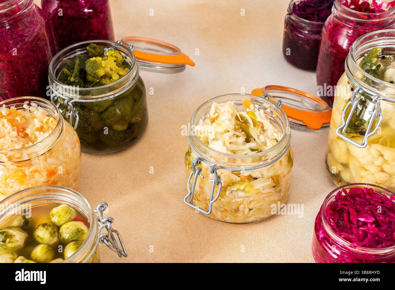 Cabbage fermentation, white cabbage with carrots and sweet peppers, red ...