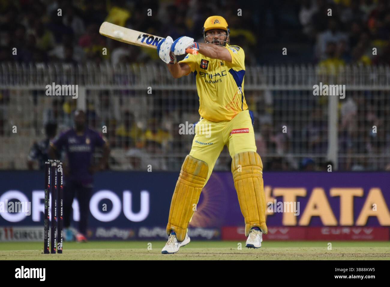 Kolkata, India. 07th May, 2025. Chennai Super Kings' captain MS Dhoni ...