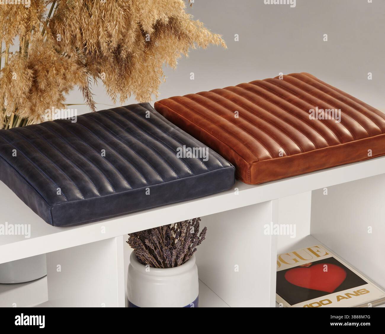Stylish leather cushions adding comfort and elegance to modern interior ...