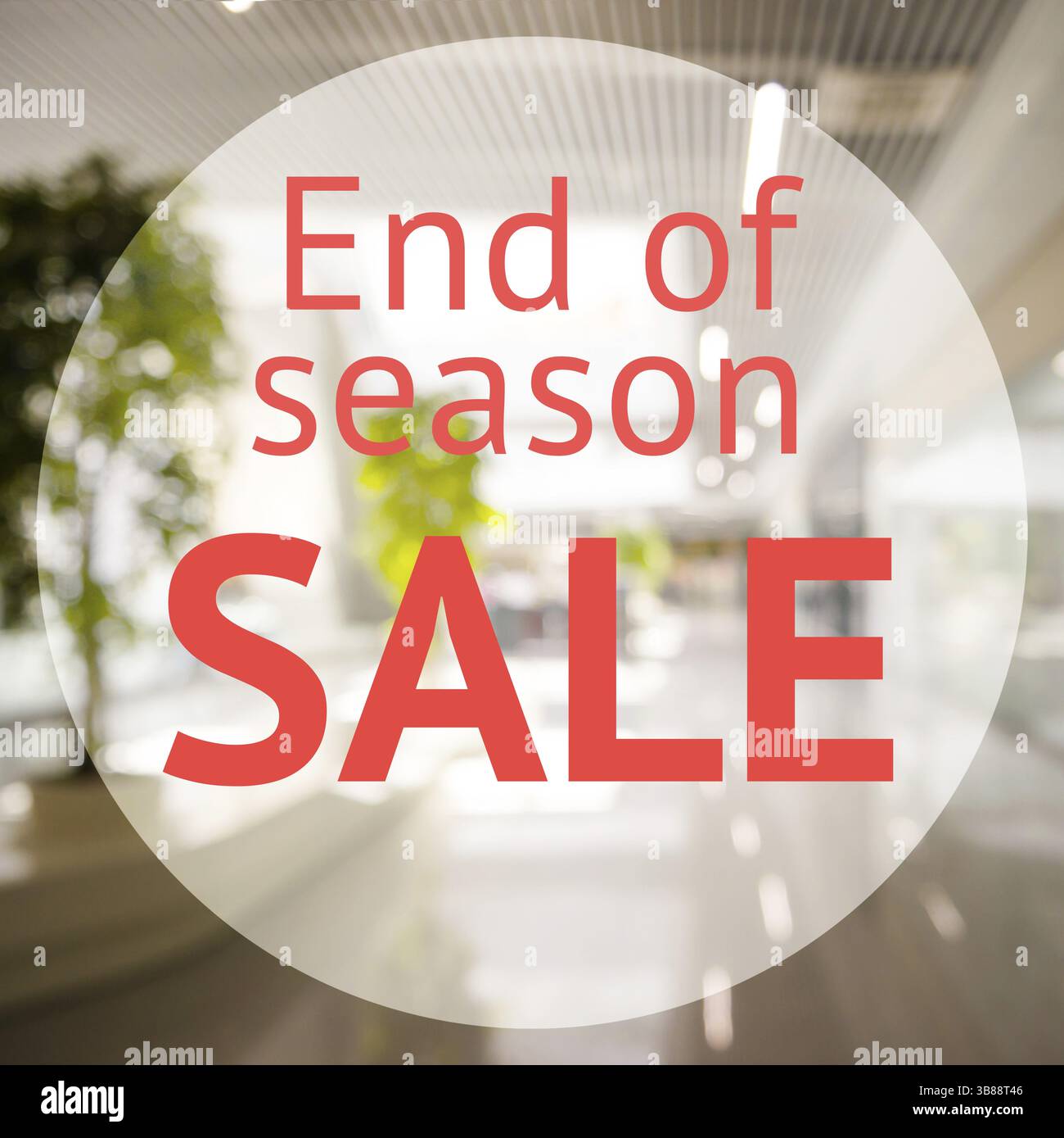 End of season sale sign over blurred store background. Design for shop ...