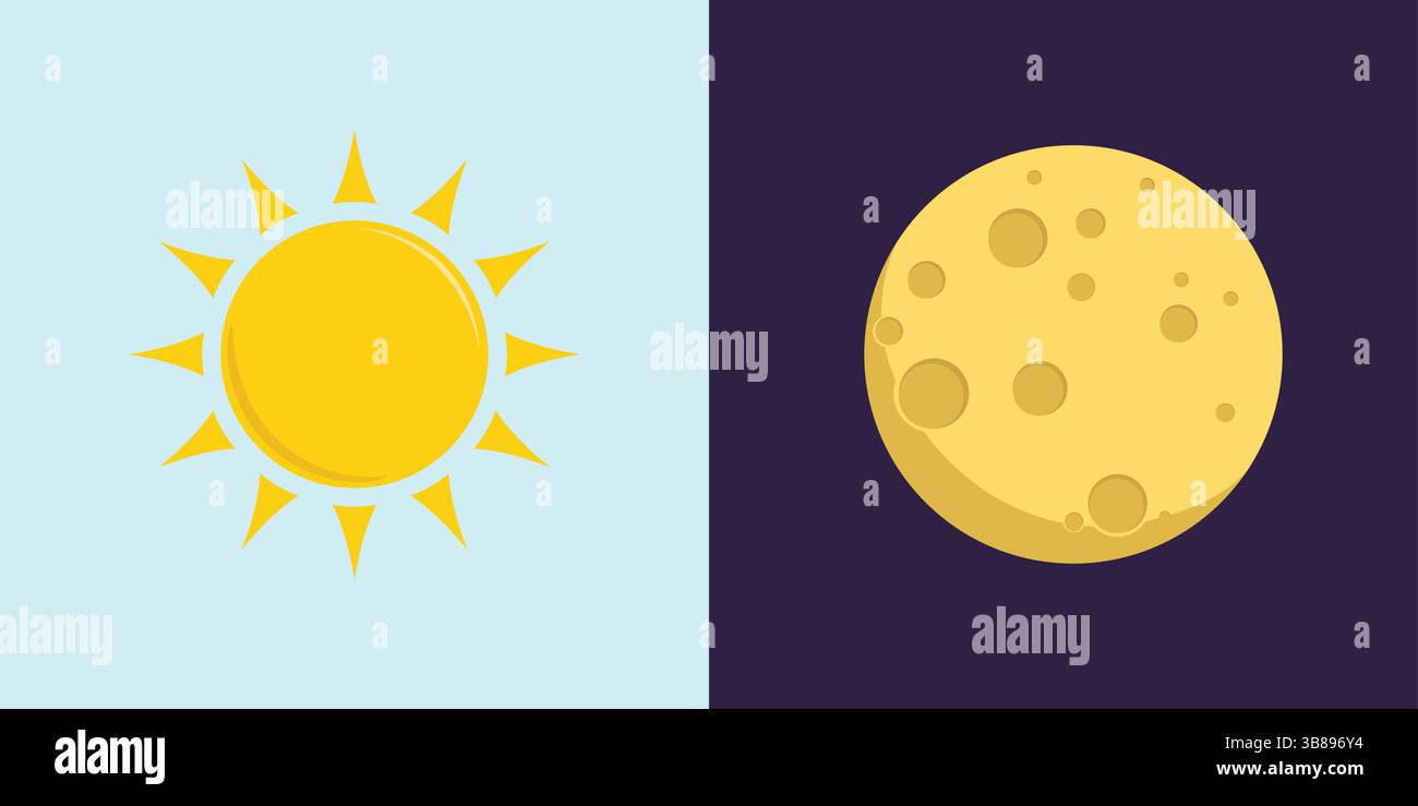 Sun and Moon Illustration A Dynamic Contrast of Day and Night in Art ...