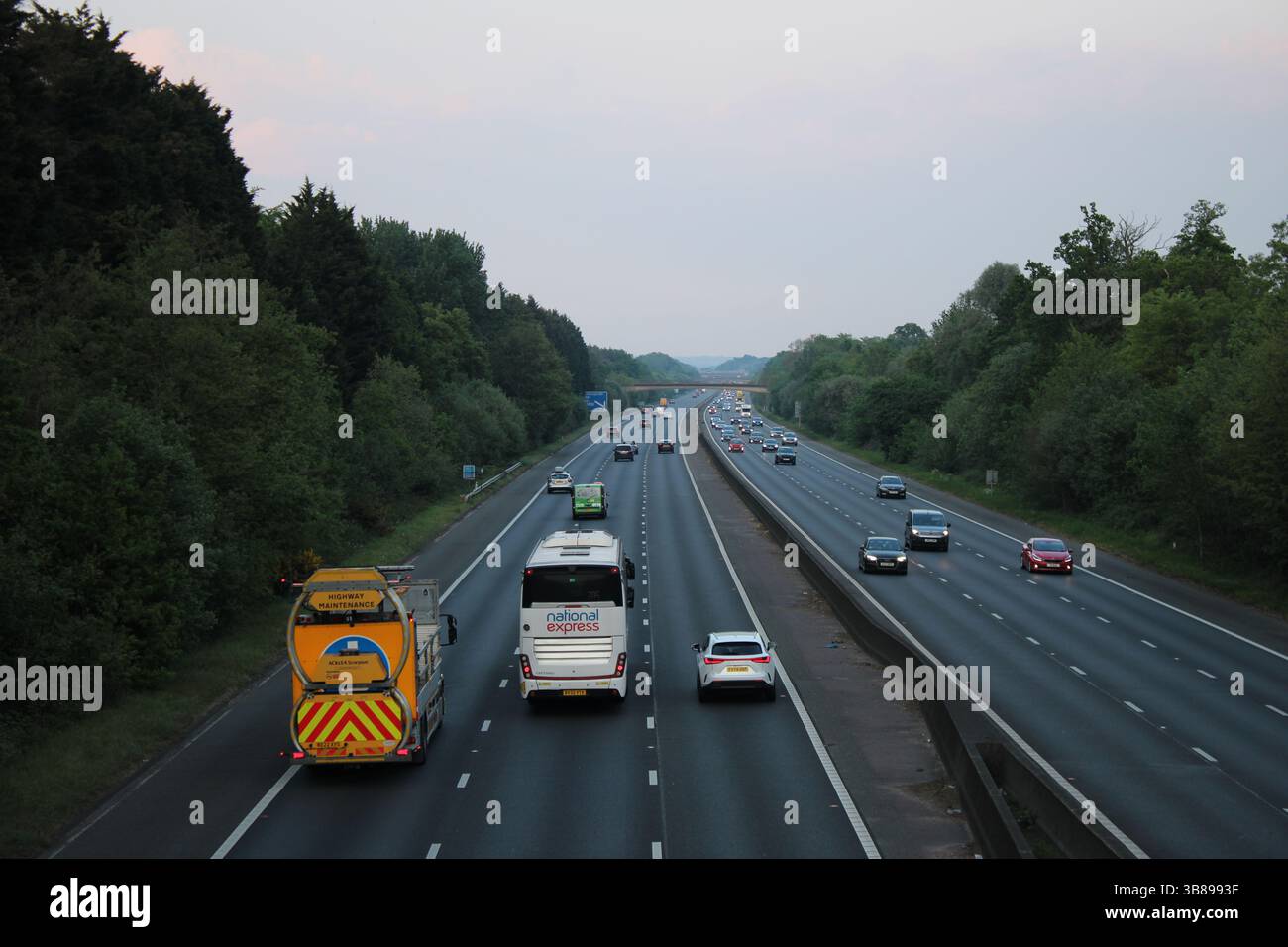 Evening traffic on the M3 Motorway by Fleet Stock Photo - Alamy