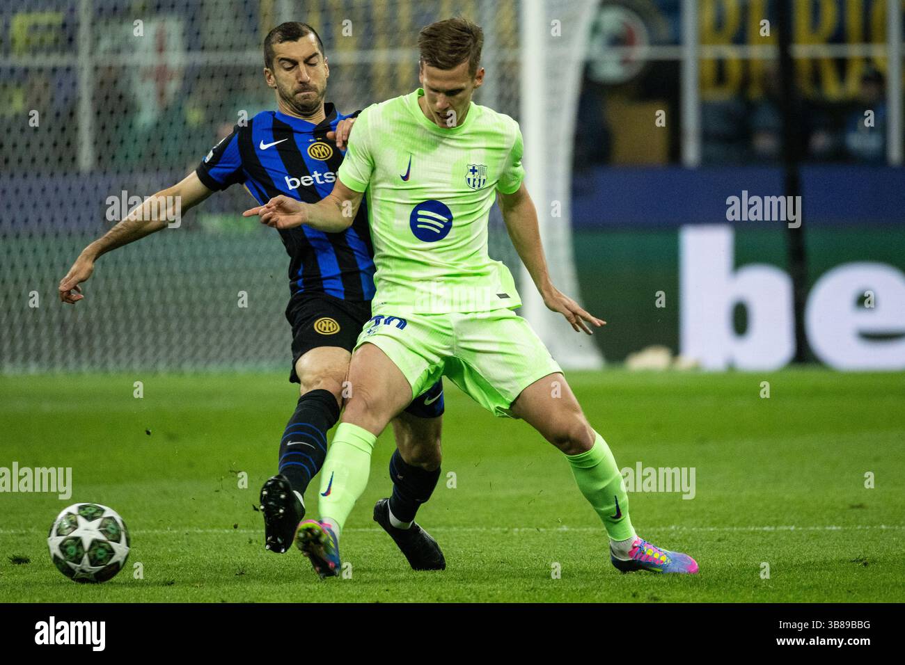 Dani Olmo FC Barcelona and Henrikh Mkhitaryan FC Internazionale during semi-finals 2nd leg match ...