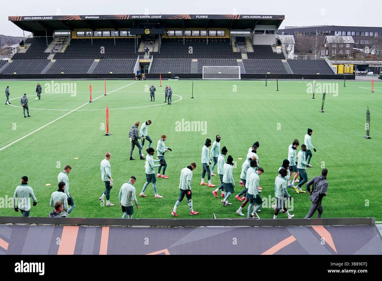 A general view of Tottenham Hotspur players during a training session ...