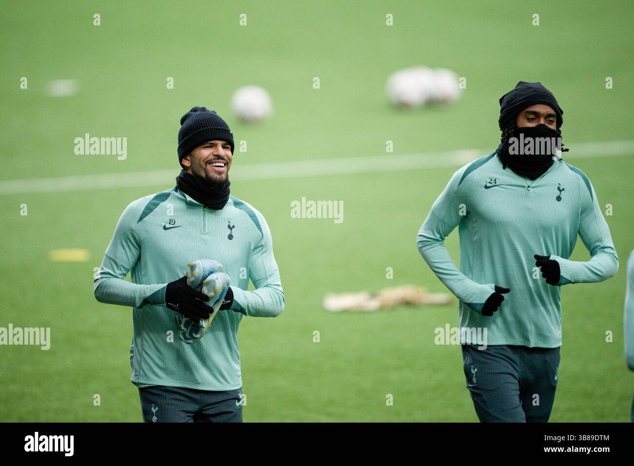 Tottenham Hotspur's Dominic Solanke (left) and Djed Spence during a ...