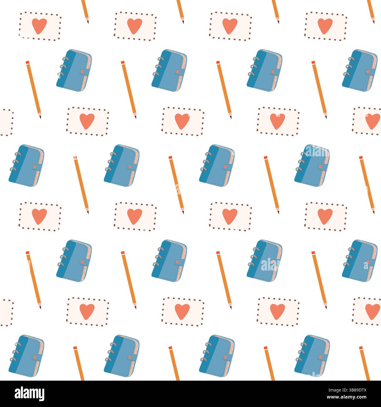 Journalling seamless pattern with notebook and pencil Stock Vector ...