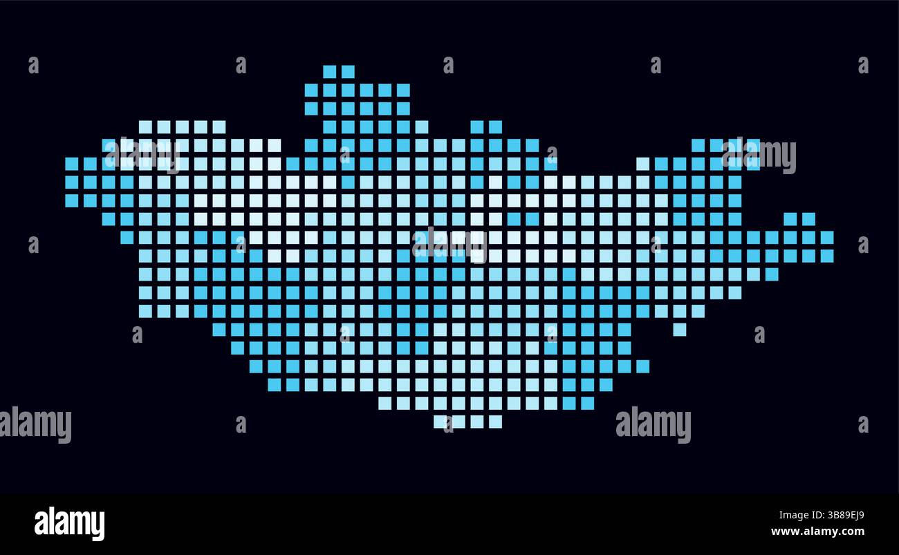 Mongolia dotted map. Digital style map of the country on dark ...