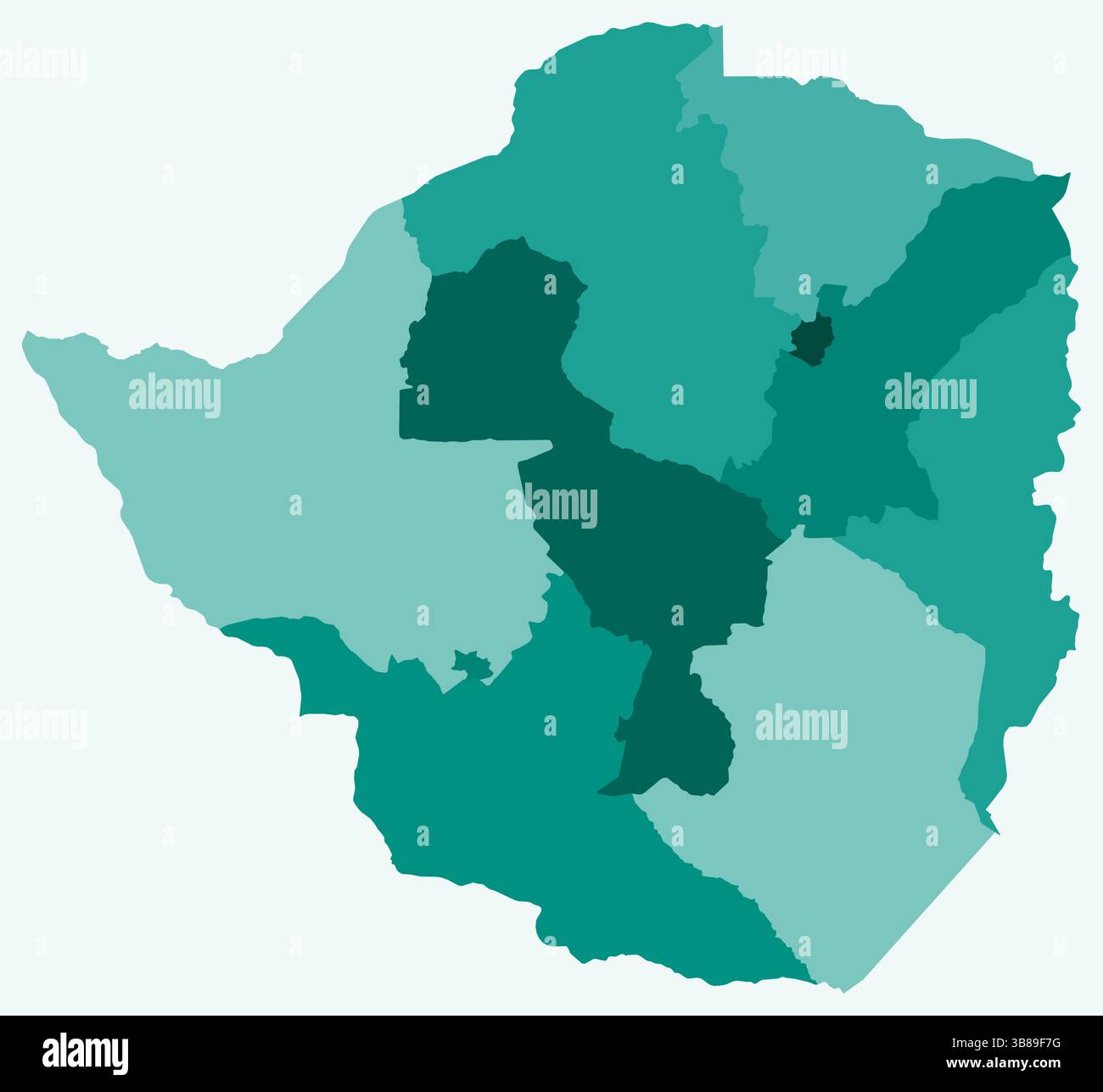 Map of Zimbabwe with regions. Just a simple country border map with ...