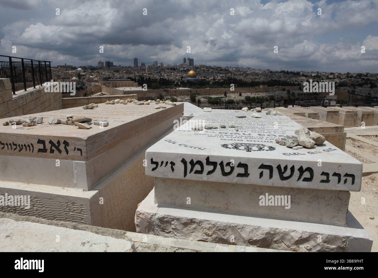 Tombstones with stones left by visitors in the famous, world's most ...
