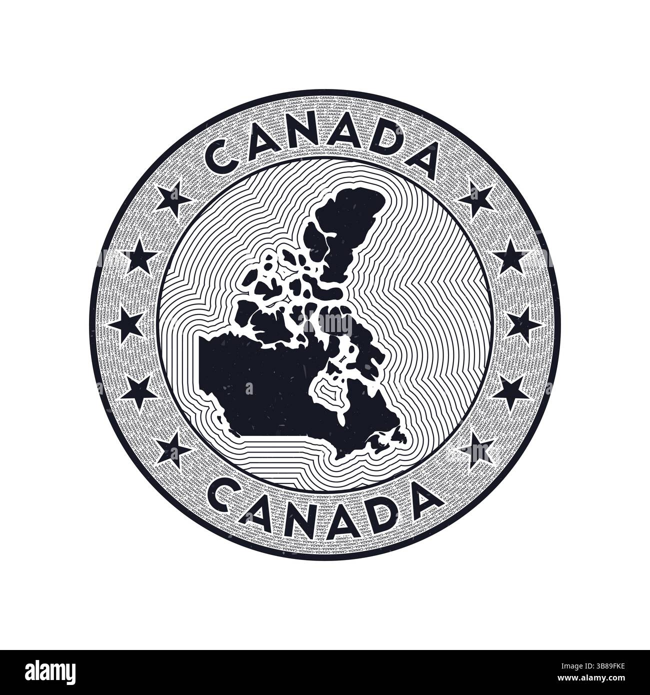 Canada round badge vector. Country round stamp with the shape of Canada ...