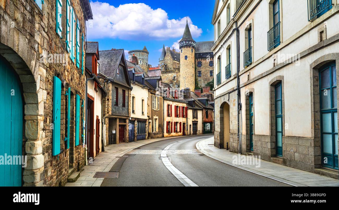 France , Brittany travel and landmarks. medieval Vitre town with castle ...