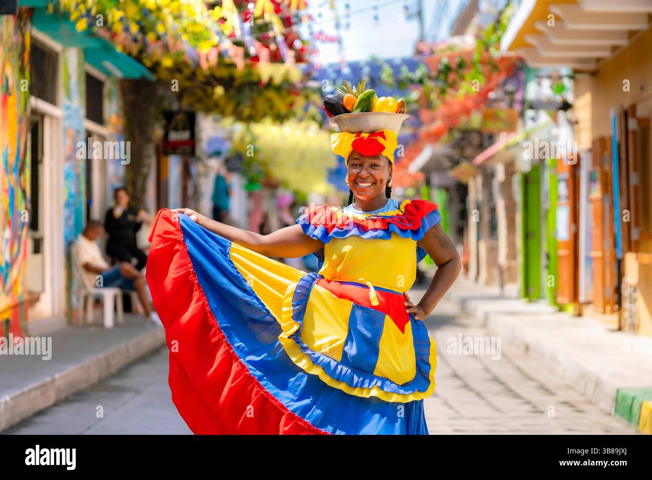 Colombia, Cartagena - April 16, 2025: Joyful young Latina Palenquera ...