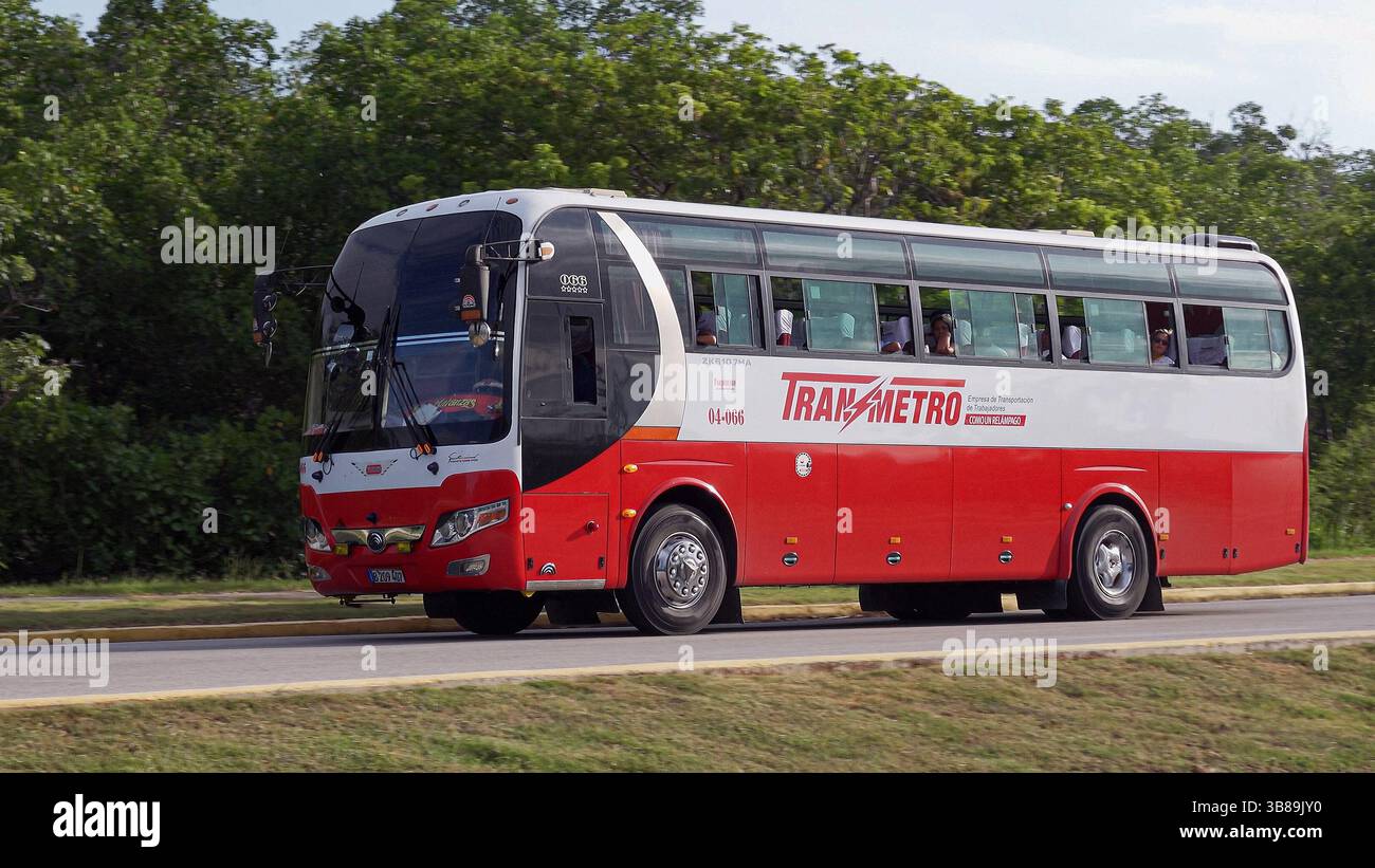 VARADERO, CUBA - SEPTEMBER 6, 2023: Yutong ZK6107HA bus of cheap ...