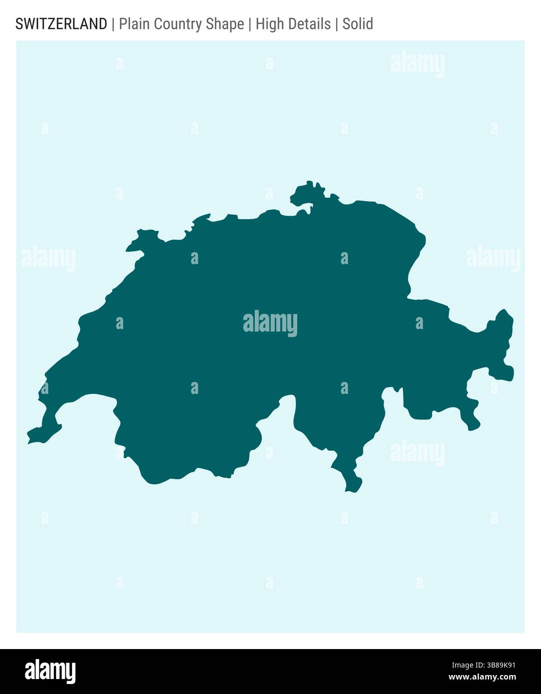 Switzerland plain country map. High details. Solid style. Shape of ...